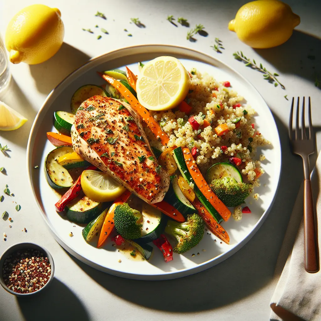 Lemon Herb Chicken with Quinoa and Roasted Vegetables
